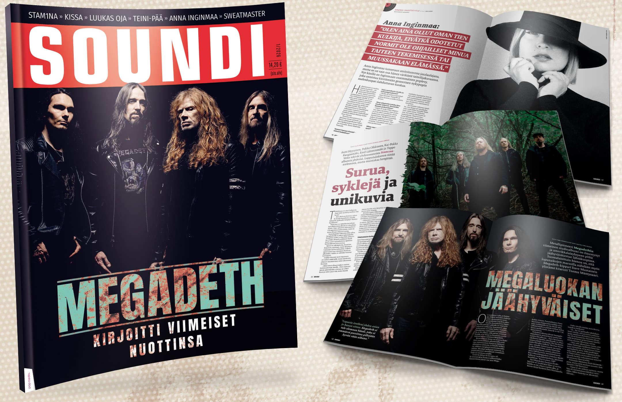 Soundi 1/26: Megadeth, Kissa, Sweatmaster, Stam1na, Teini-pää, Luukas ...